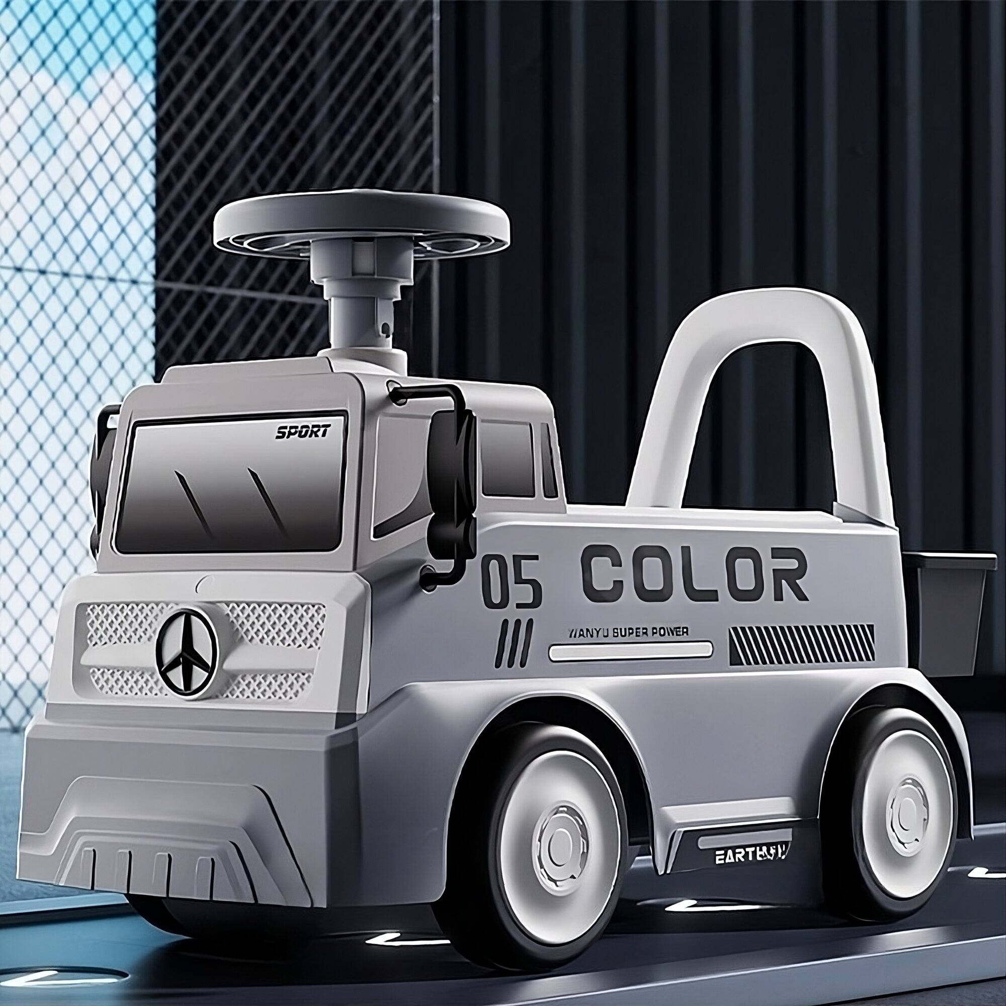 Детская машина каталка (толокар, пушкар) серая 26*40*62 для дома и улицы