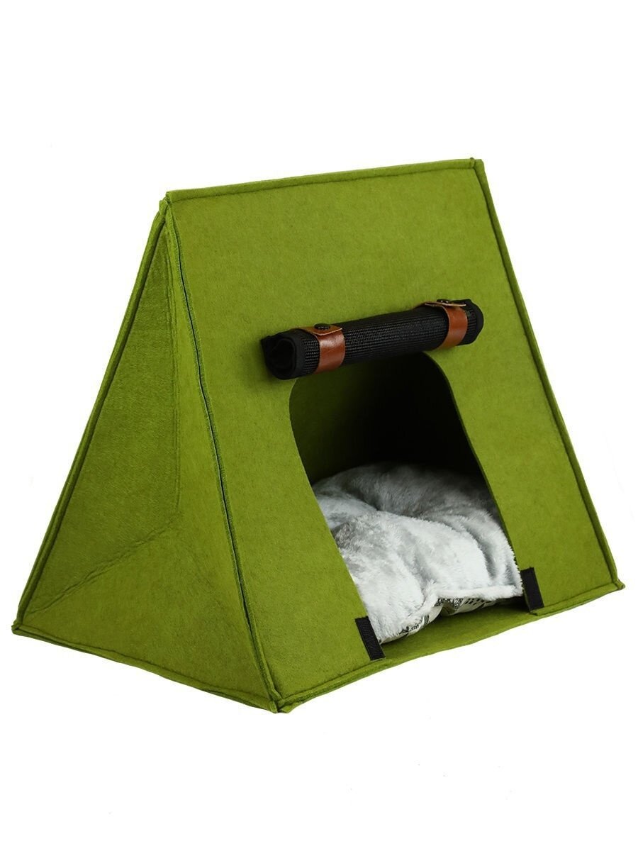 Домик-палатка для животных, Пикник, зеленый "Не Один Дома" 50х35х43 см.