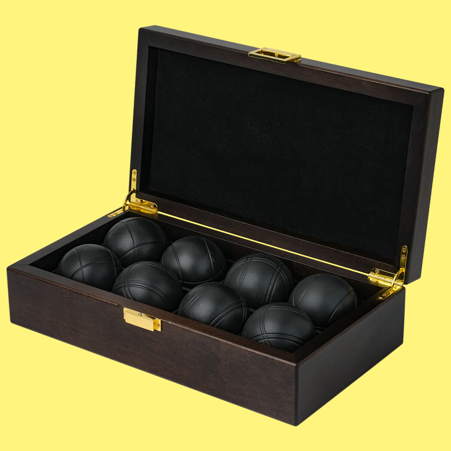 Петанк (бочче) в буковом кейсе на 8 шаров (цвет чёрный)