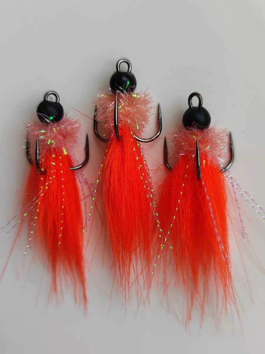 Стример-мушка лососевая - 3 шт.