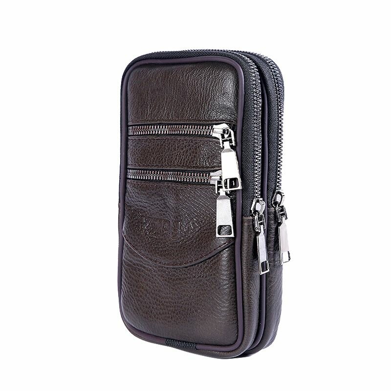 Чехол для смартфона на пояс вертикальный 7 дюйма Коричневая воловья кожа мужчина универсальный чехол кобура для смартфона на ремень