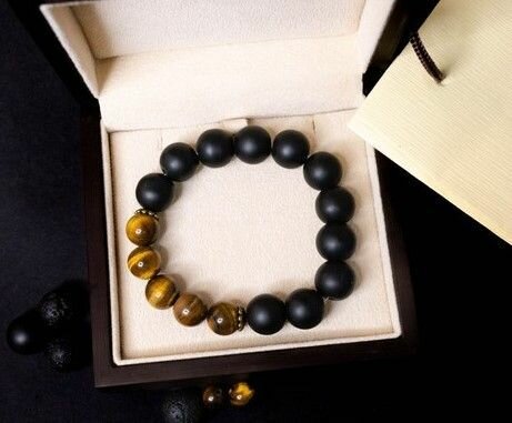 Браслет, тигровый глаз, шунгит