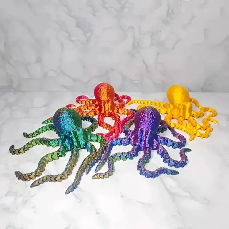 Фигурка Осьминога 3D-печати 19 см для дома и офиса Изумрудный, Candy colored silk — фото 1