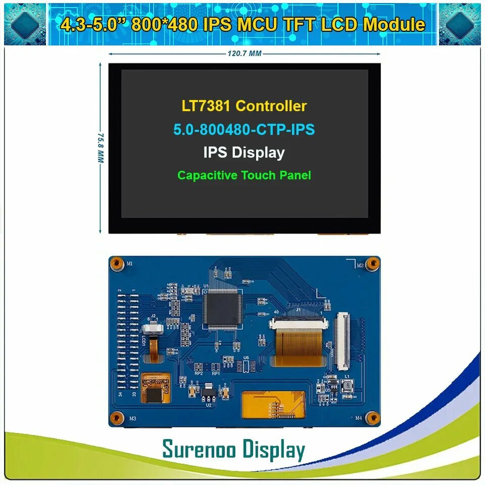 4,3-5,0 "800*480 LT7381 MCU параллельный TFT резистивная емкостная сенсорная панель RTP CTP IPS ЖК-модуль экран дисплея Alientek STM32