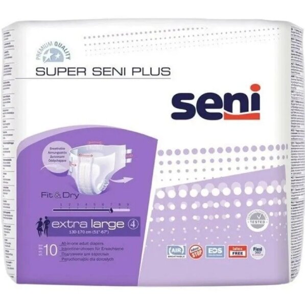 Seni Super Plus Подгузники для взрослых размер XL обхват талии 130-170 N10