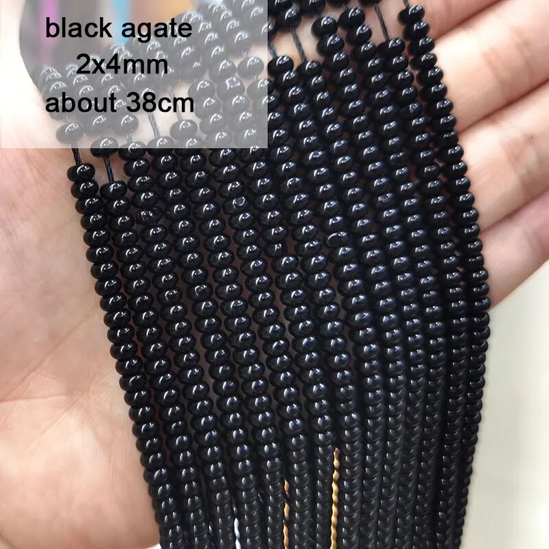 Натуральные бусины LUOMAN XIARI: черный камень, агат, оникс, турмалин, разные 2x4mm wheel agagte