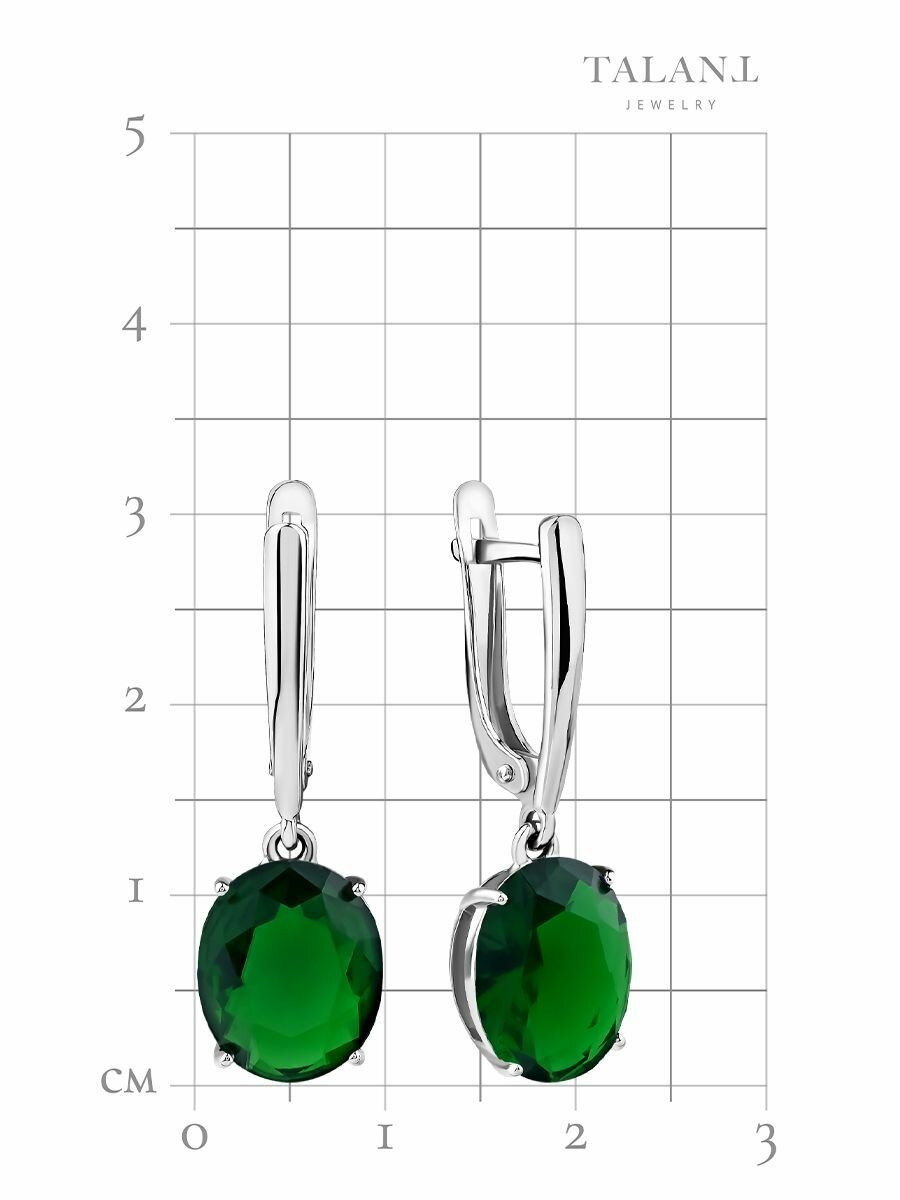 Серьги с подвесками TALANT, серебро, 925 проба, родирование, кварц синтетический, , серебристый — фото 1
