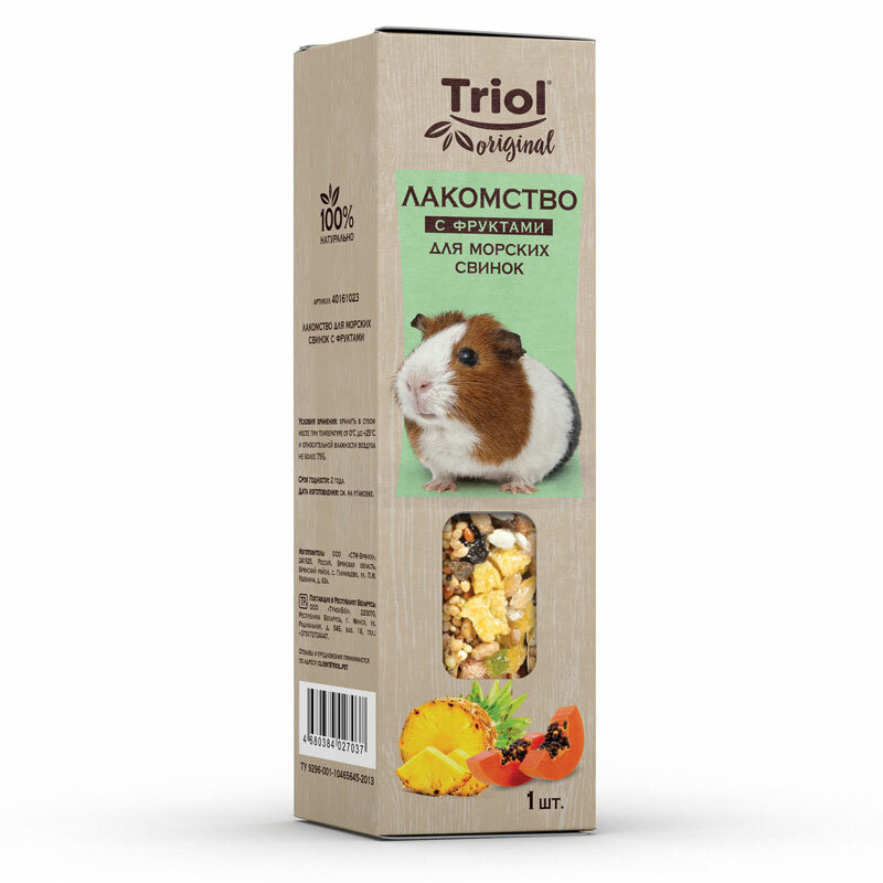 Лакомство для морских свинок с фруктами, 110г, от бренда Triol