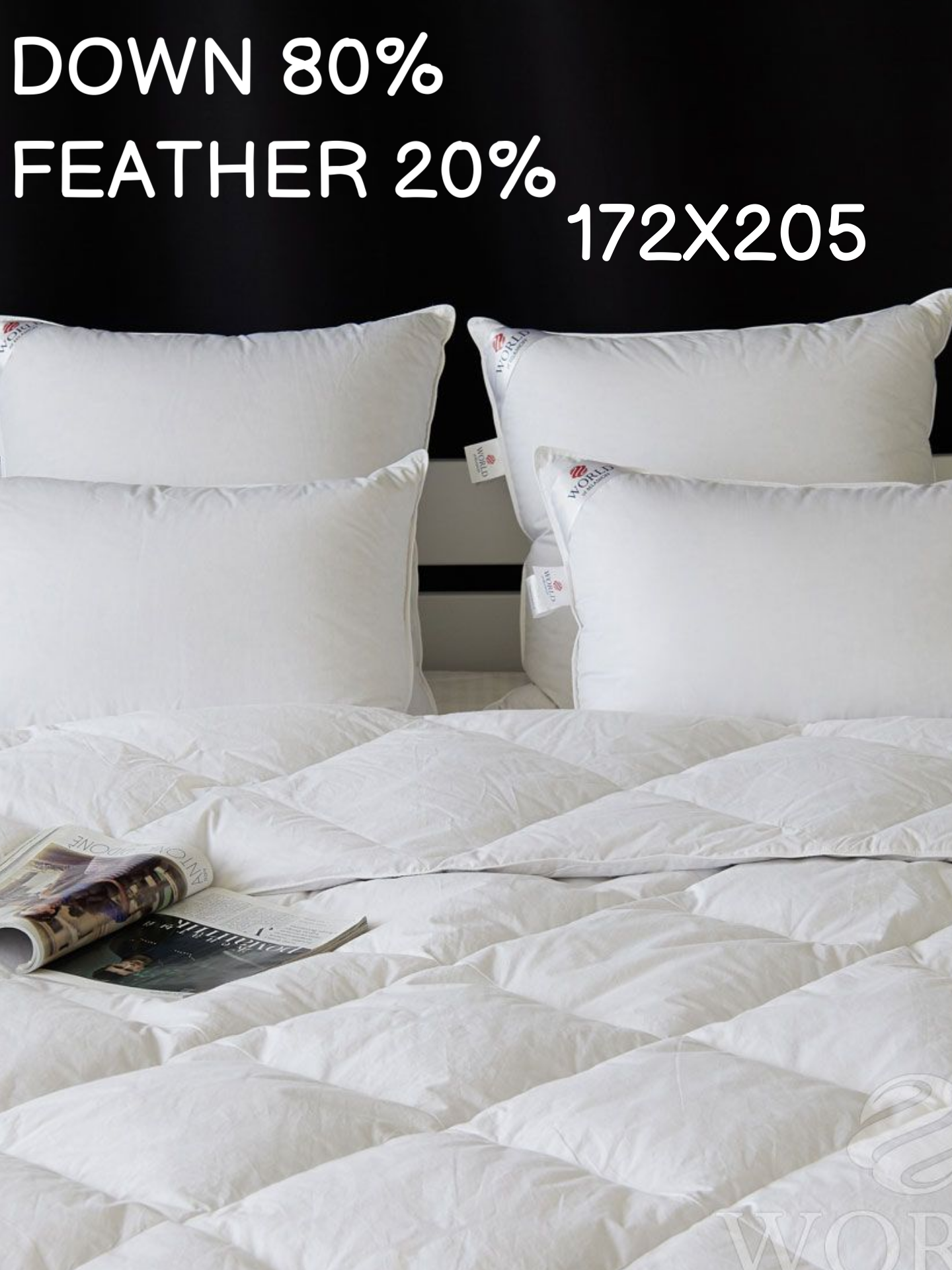 Одеяло кассетное 172х205 World of Belashoff Down 80% Feather 20% серый пух мелкое перо