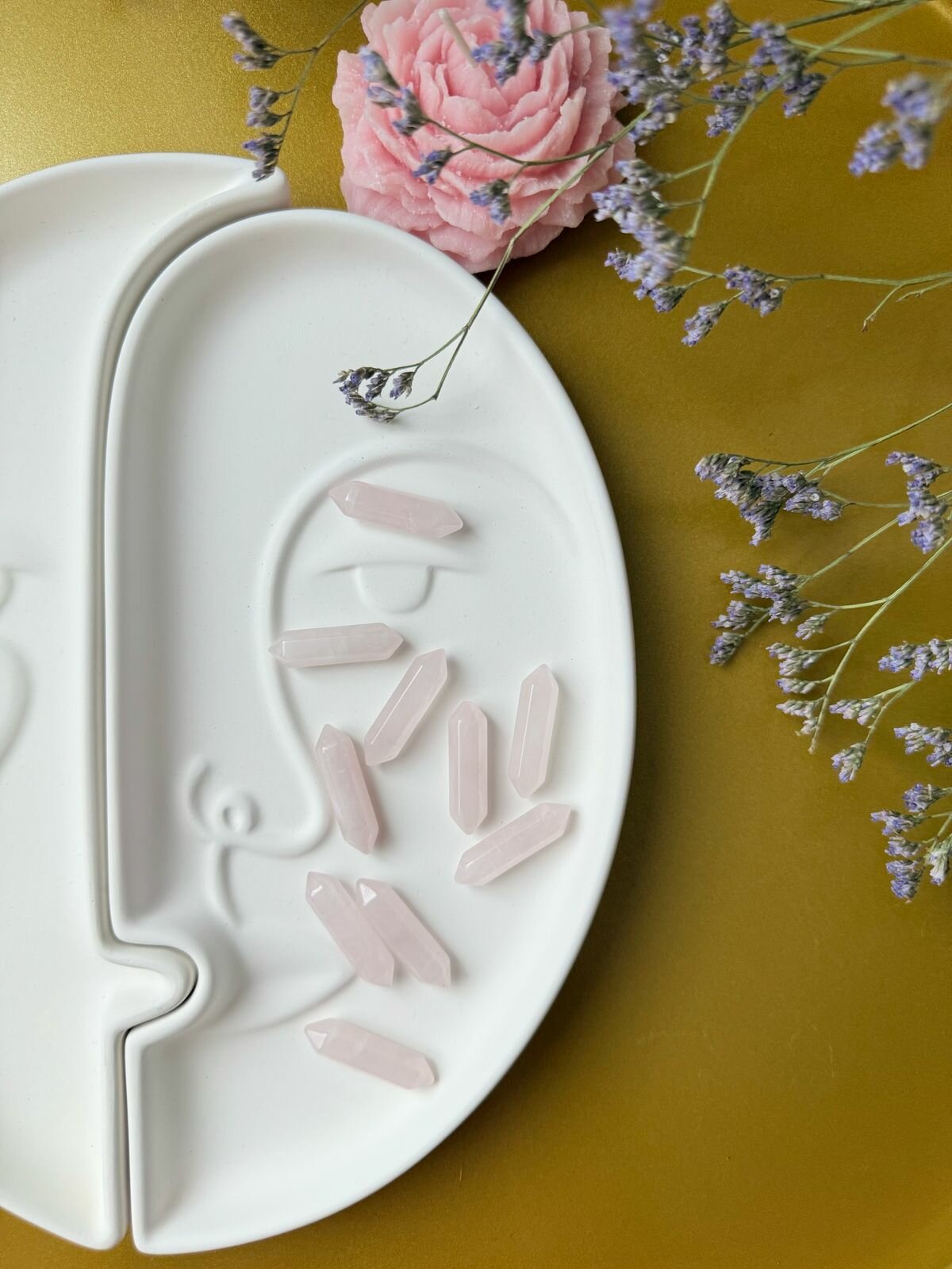 Кристалл двухконечный из Розового кварца (Бразилия, Граненый, 3 -3,5 cм, Розовый)