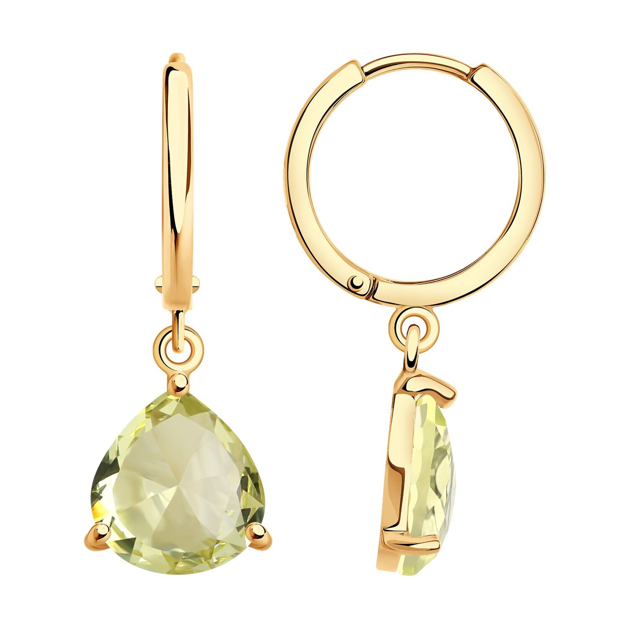 Серьги, красное золото, 585 проба, кварц