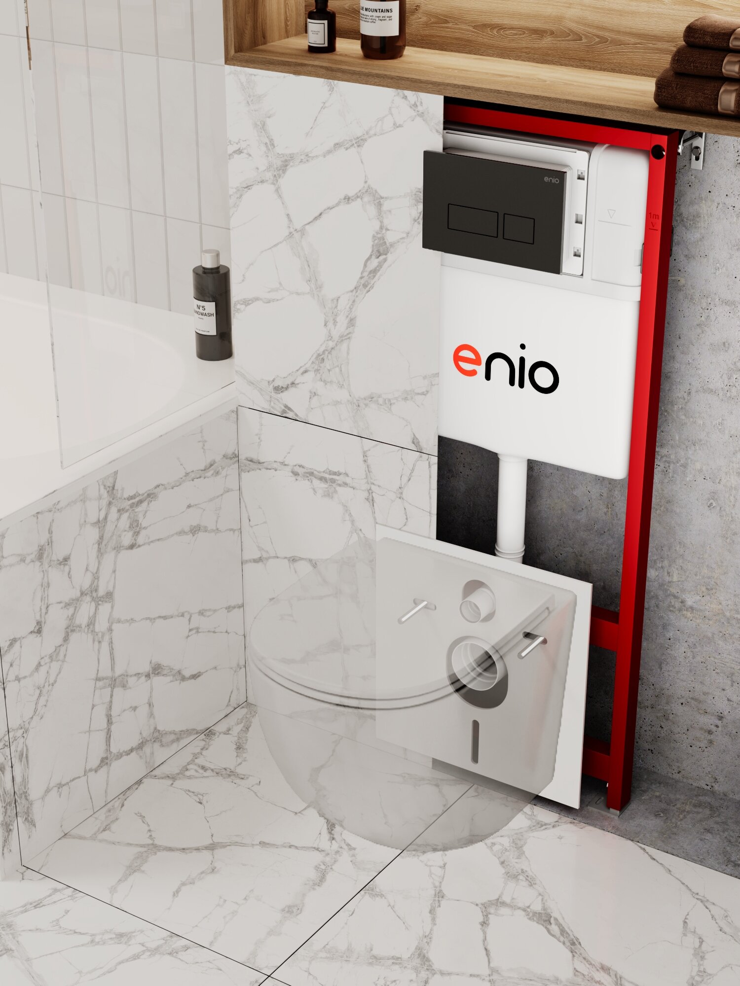 Система инсталляции для подвесных унитазов Enio Profi EN7050050 с кнопкой Linea черная матовая