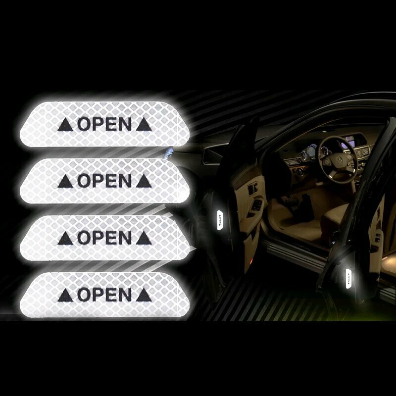 4 шт. светоотражающие наклейки "Open" на авто, белые