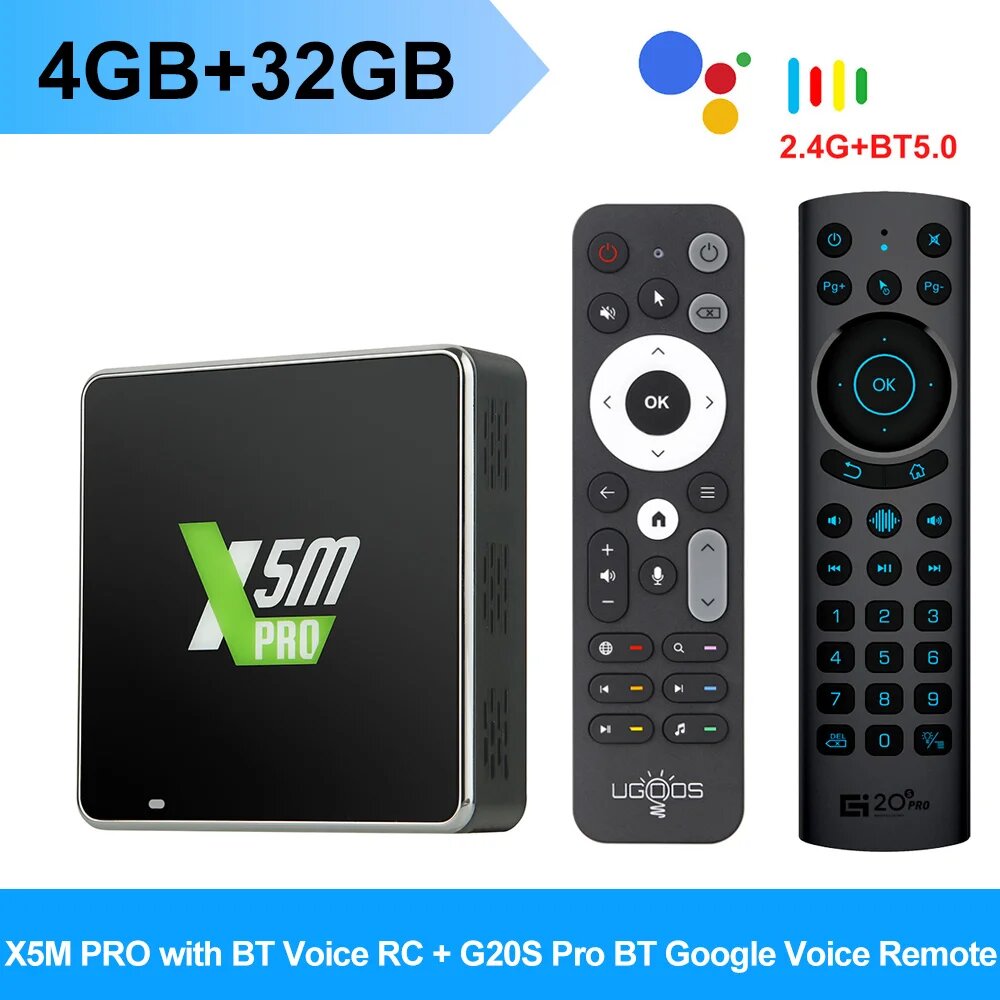 UGOOS X5M PRO ТВ приставка Android 14 Европейская вилка (EU Plug), X5M Pro 4G32G G20SBT