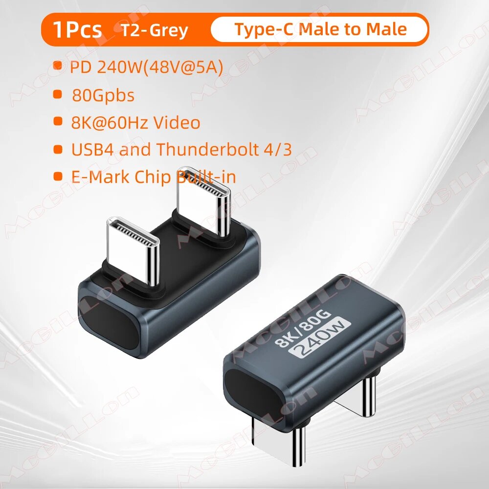 USB4.0 Thunderbolt 4 Адаптер для Macbook Steam Deck T2 Grey