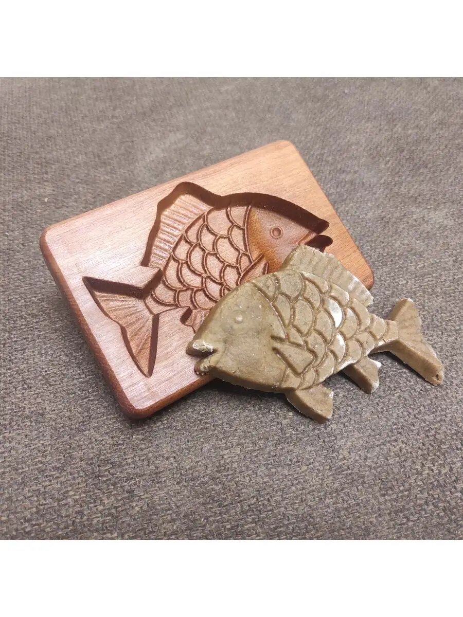 Пряничная форма деревянная рыбка, штамп кулинарный