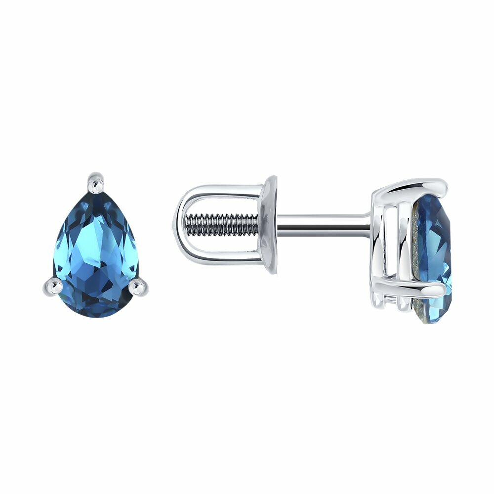 Серьги, серебро, 925 проба, родирование, кристалл