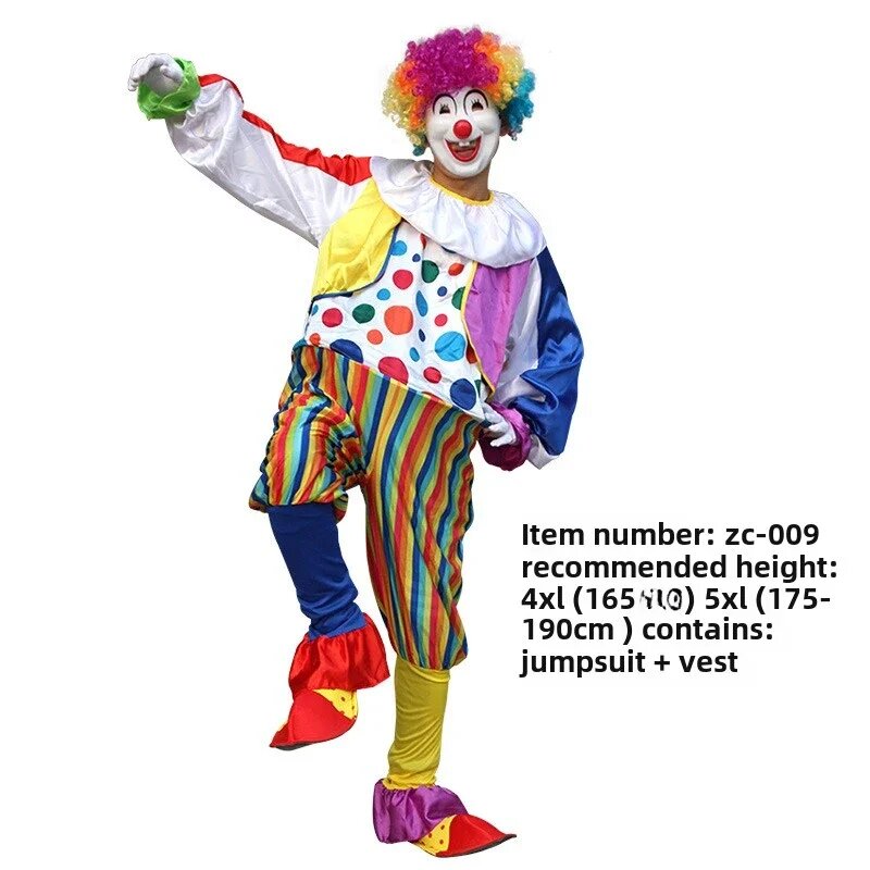 Костюмы клоуна Радужного клоуна для взрослых 5XL, ZC-009