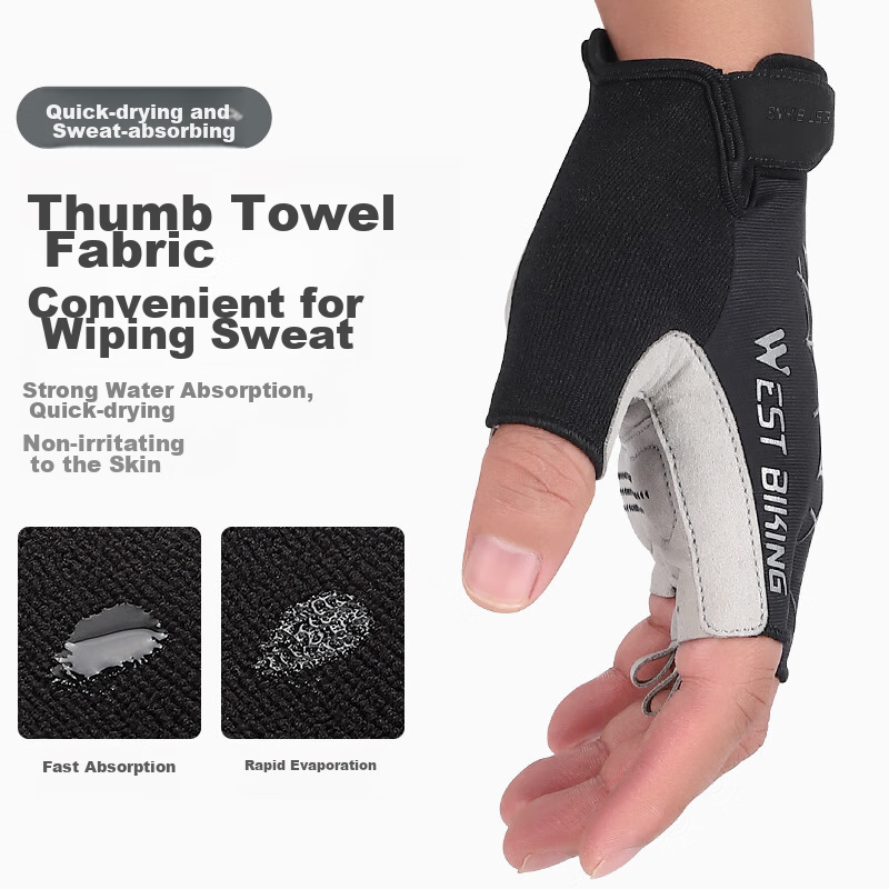 WestBiking Bicycle Riding Gloves, Half-Finger Breathable Shock-Absorbing Gloves, Unisex