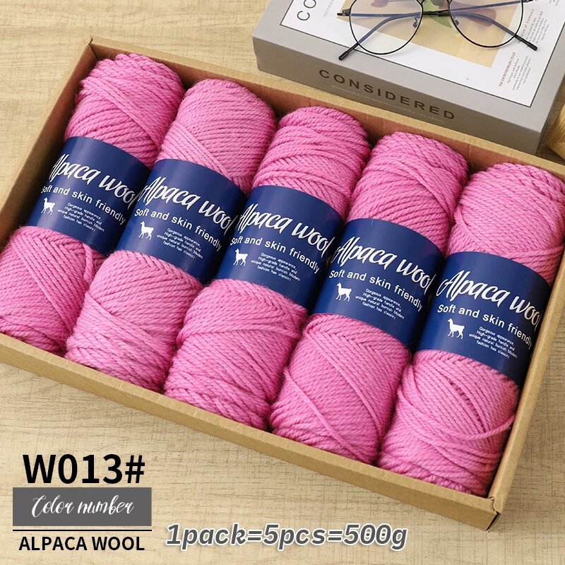 Пряжа из альпаки 500г для вязания 13 Pink