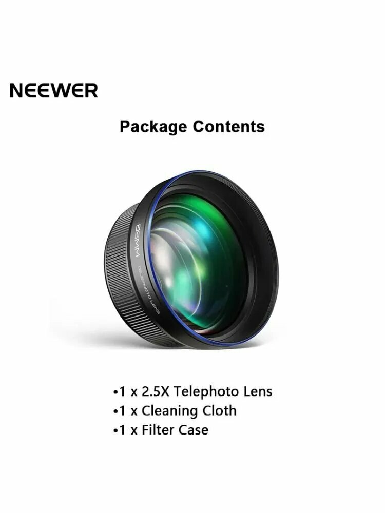 NEEWER LS-59 85mm Телеобъектив 2.5X для смартфона с резьбой 17mm
