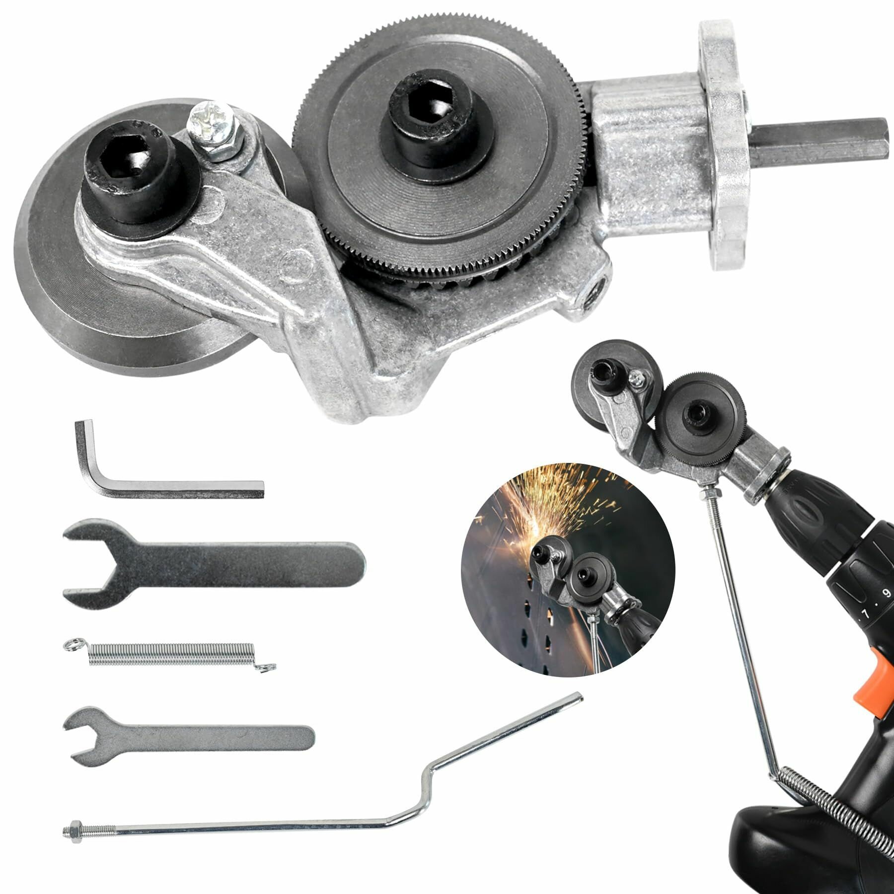 Насадка на шуруповерт для резки металла, строительный инструмент - электро ножницы высечные, насадка на дрель для ремонта, кровельный резак листового профлиста и металлочерепицы