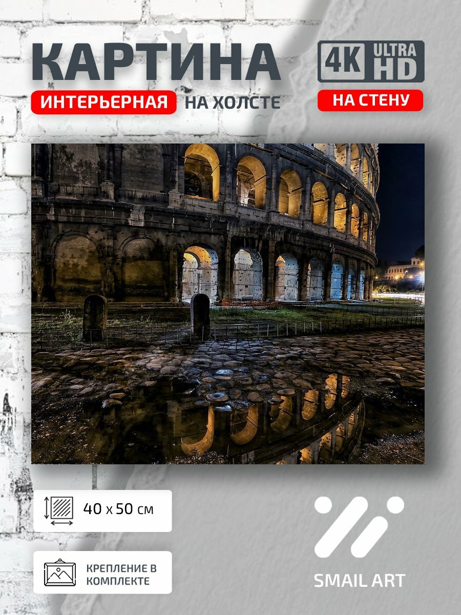 Картина на холсте интерьерная 40 на 50 на стену Ночь City для кафе урбанистика интерьер