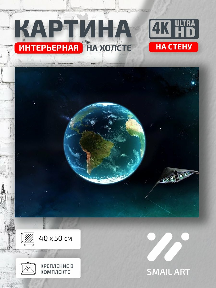 Картина на холсте интерьерная 40 на 50 на стену Планета Space для офиса космос интерьер