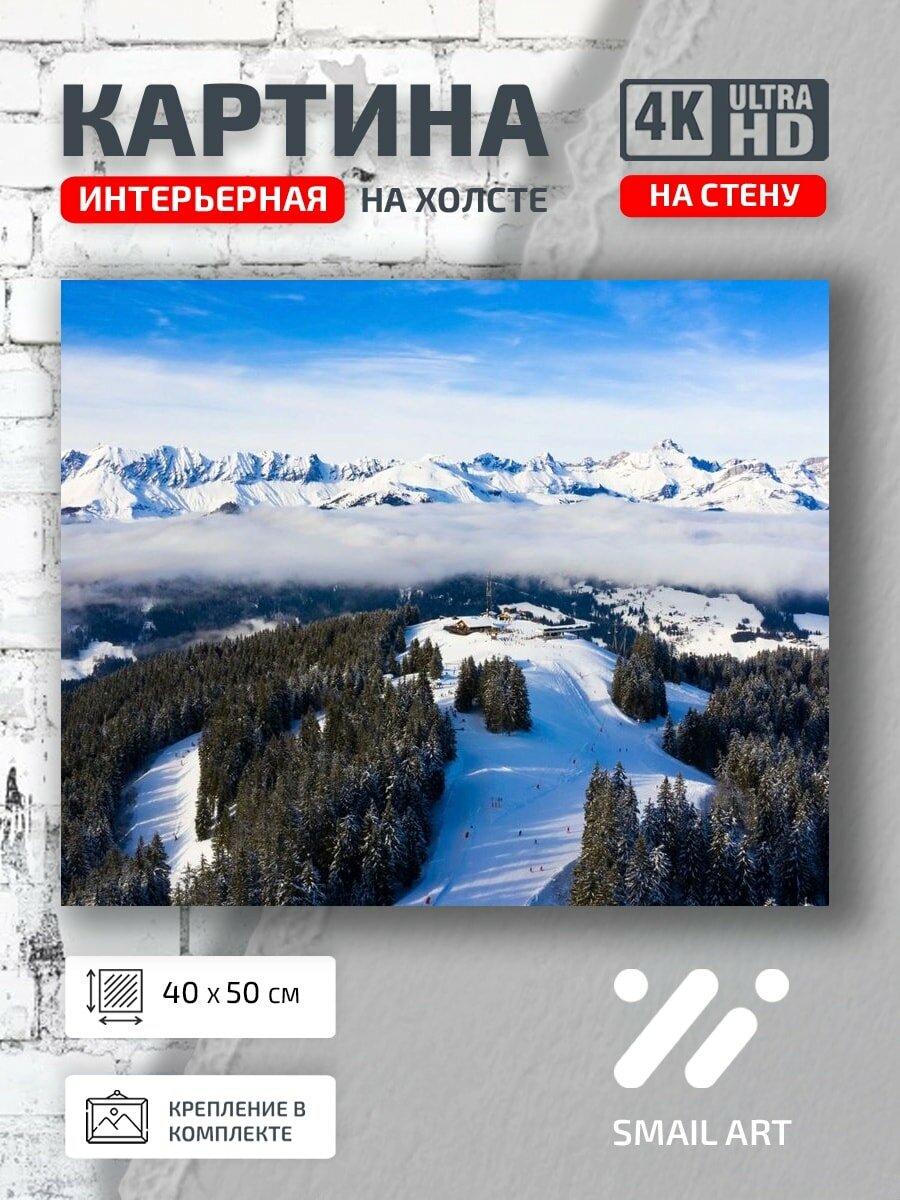 Картина на холсте интерьерная 40 на 50 на стену Альпы Зима для спальни пейзаж