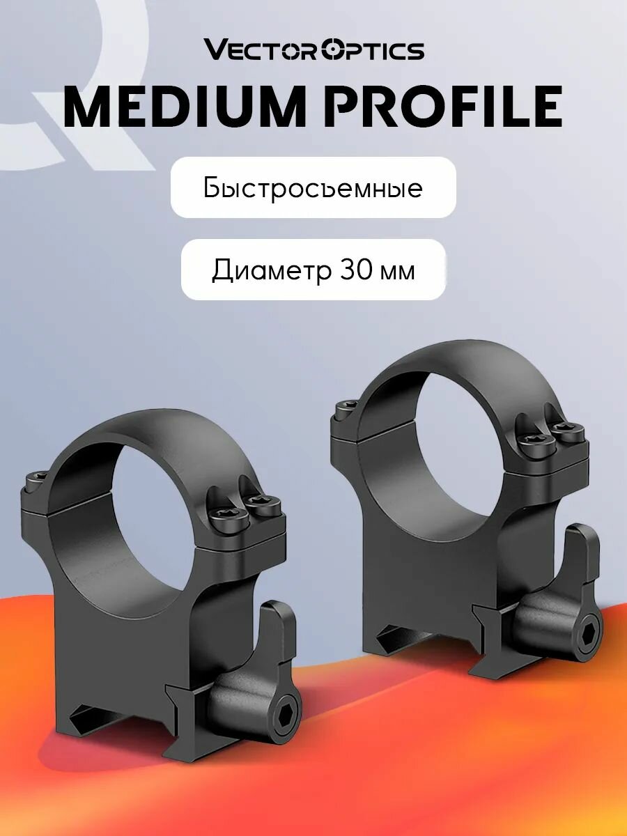 Кольца для прицела Vector Optics быстросъемные, 30 мм, на Weaver, средние (h17мм)