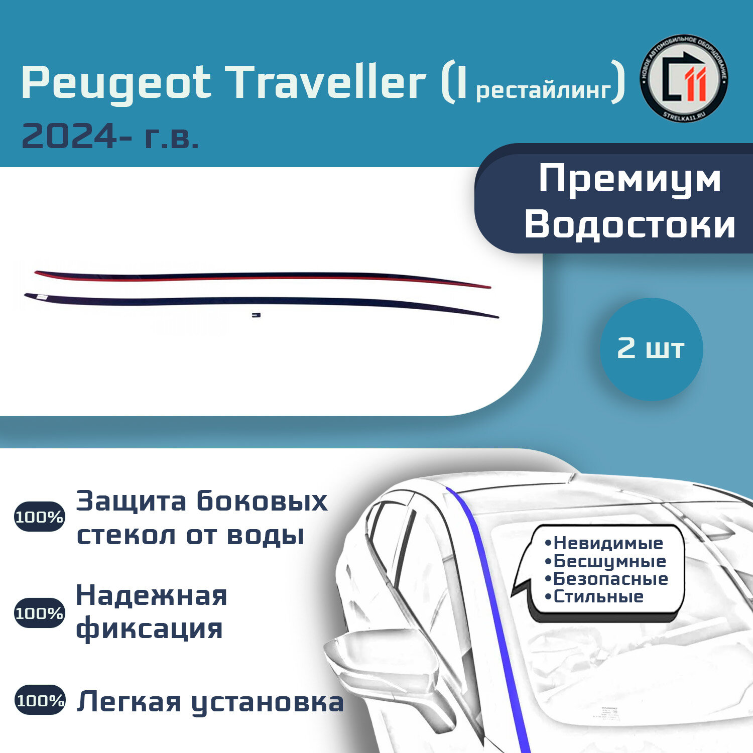 PEUGEOT TRAVELLER 2024- (I рестайлинг) - Премиум водостоки лобового стекла