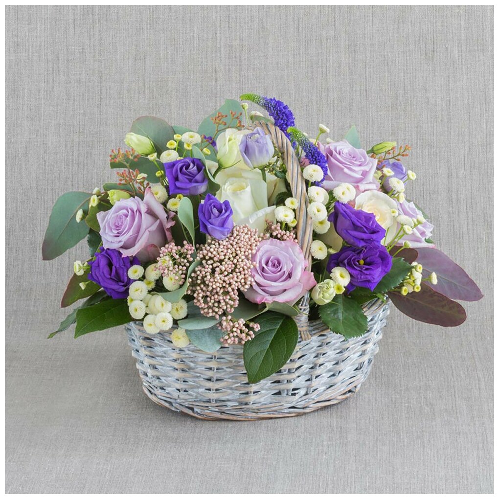 Букет Букет Маркет "Аметист", 30 см, высота, в корзине, ассорти