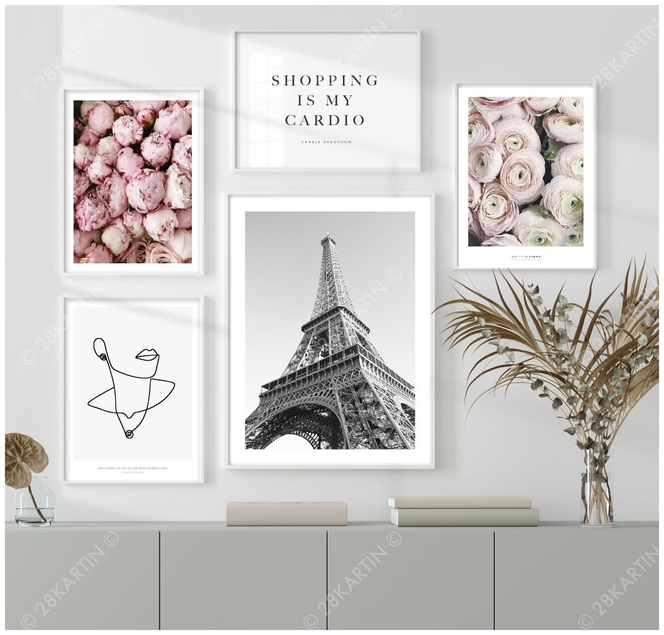 Постер 5 шт без рамки "Весенний Париж" набор картин для интерьера