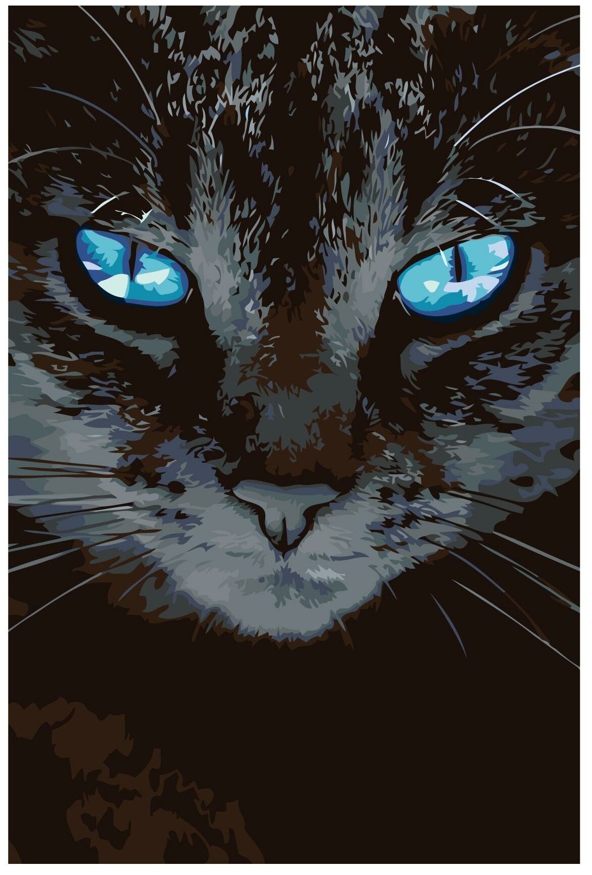 Картина по номерам, "Живопись по номерам", 40 x 60, A452, серый, кот, голубые глаза, животные, портрет, крупный план