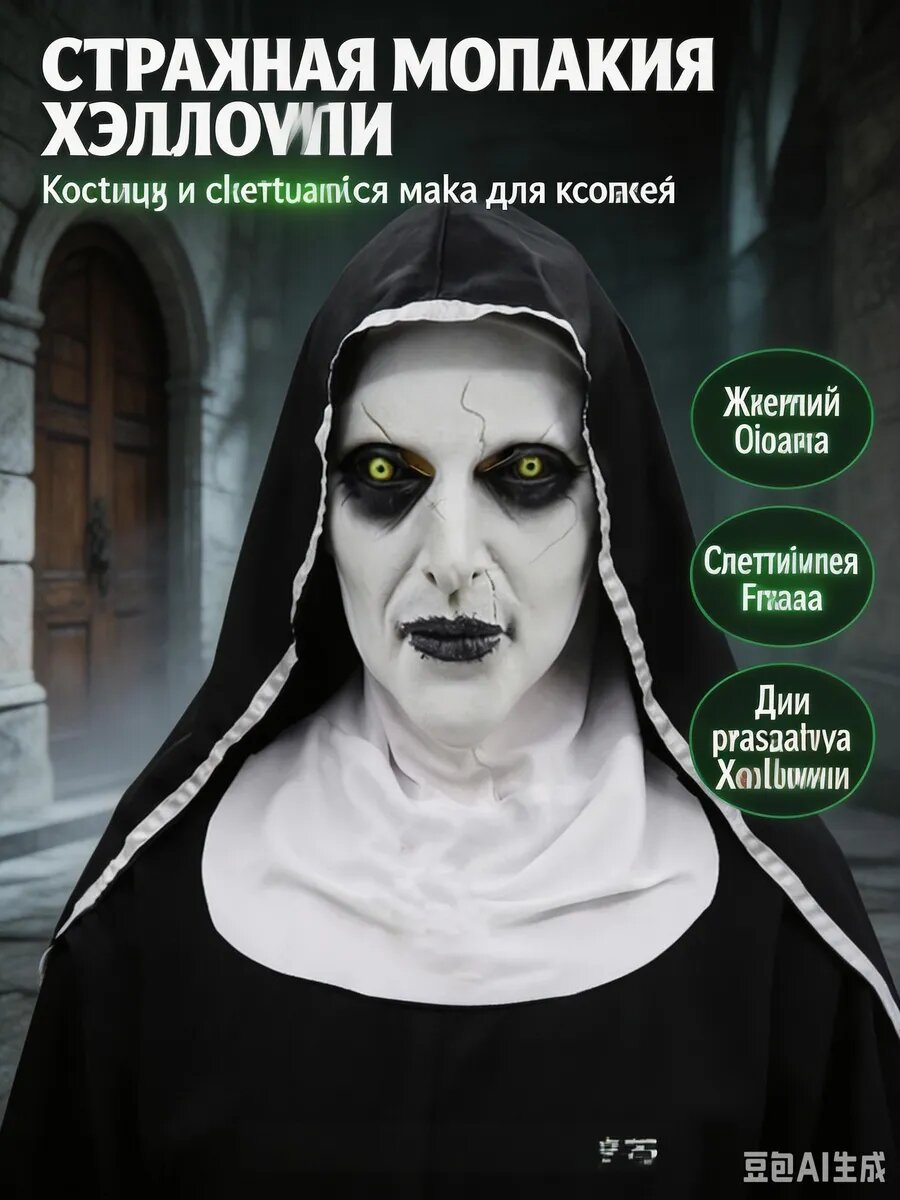 Латексная маска монахини Valak для Хэллоуина