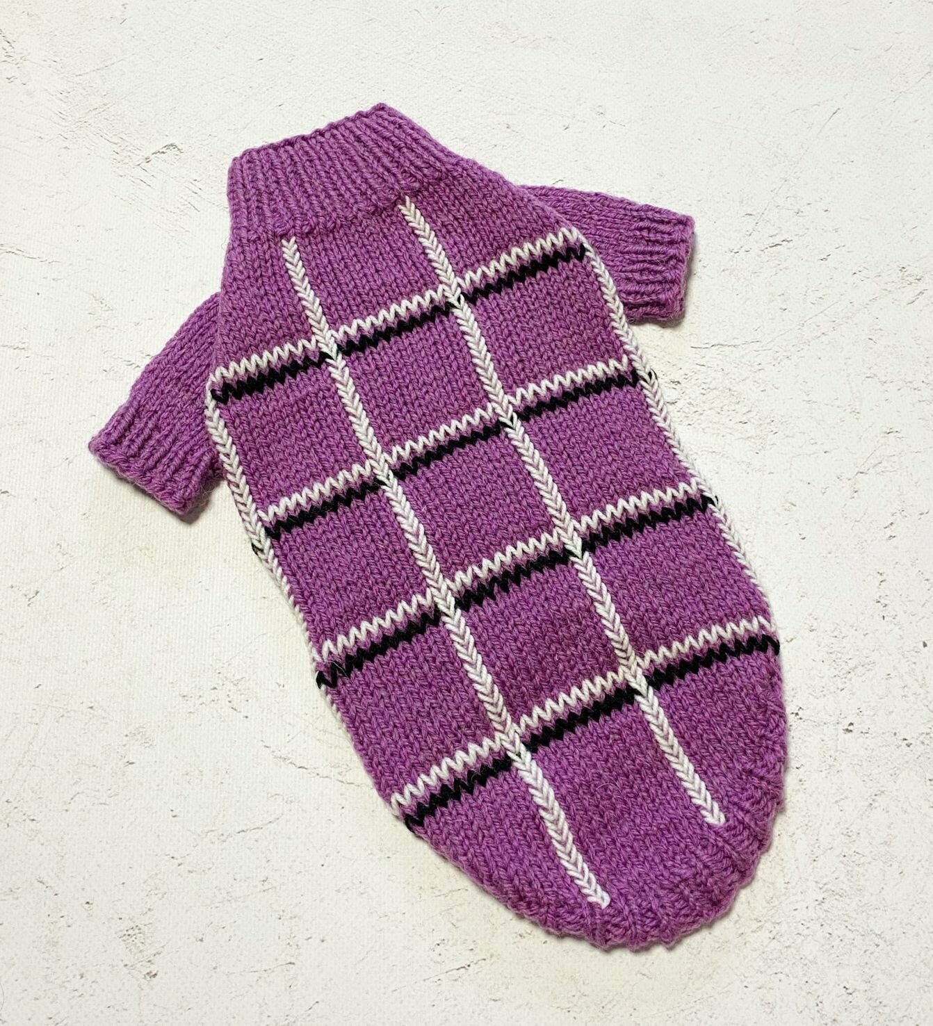 Вязаный шерстяной свитер "В клетку" для собак малых пород и кошек (handmade) / XL (ДС 36см, ОГ 42см)