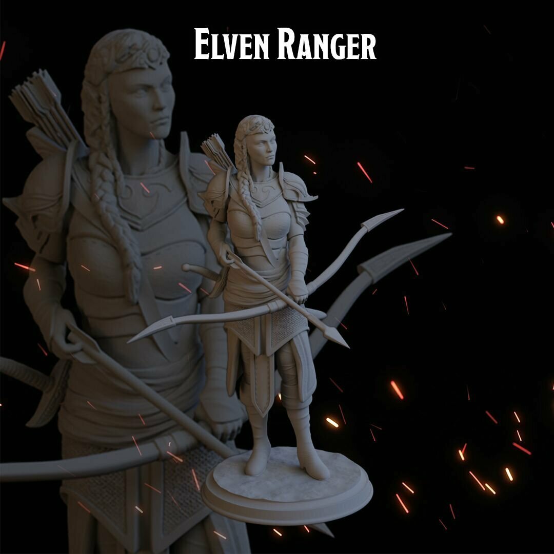 Лучник/рейнджер эльф 52,2мм фигурки/миниатюры (ДнД, DnD, D&D, Dungeons & Dragons, Pathfinder, Подземелья и Драконы, Wargames)