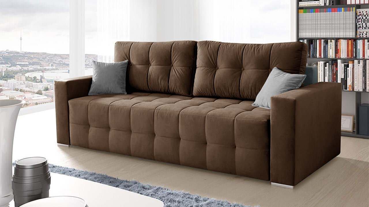 Диван Денвер Лайт Vivaldi 23 NEW 230x94x80 см, коричневый Велюр, еврокнижка GOODFORM