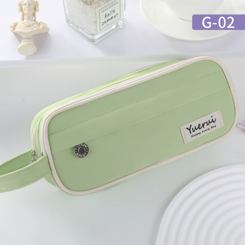 Пенал "Macaron", трехслойный, на двойной молнии, светло-зеленый, 60 ручек