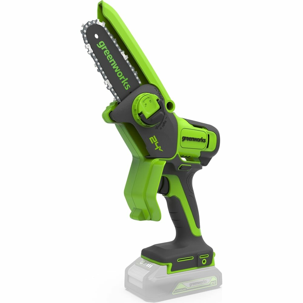 Цепная мини пила аккумуляторная GreenWorks 24V, 10см, c 1хАКБ 2Ач с USB и ЗУ 2008207USB2
