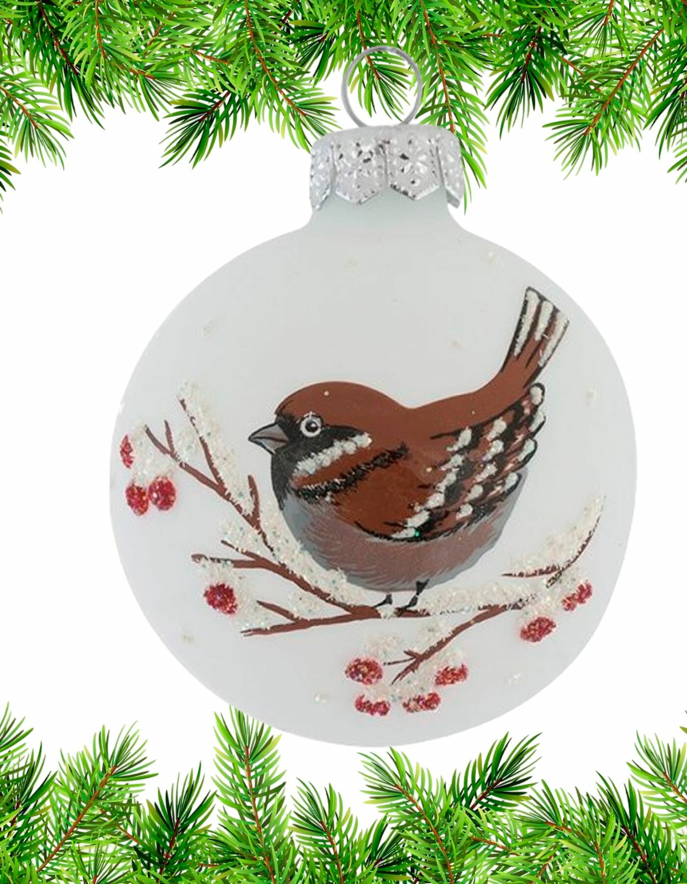 Шар на елку "Воробей" 6см