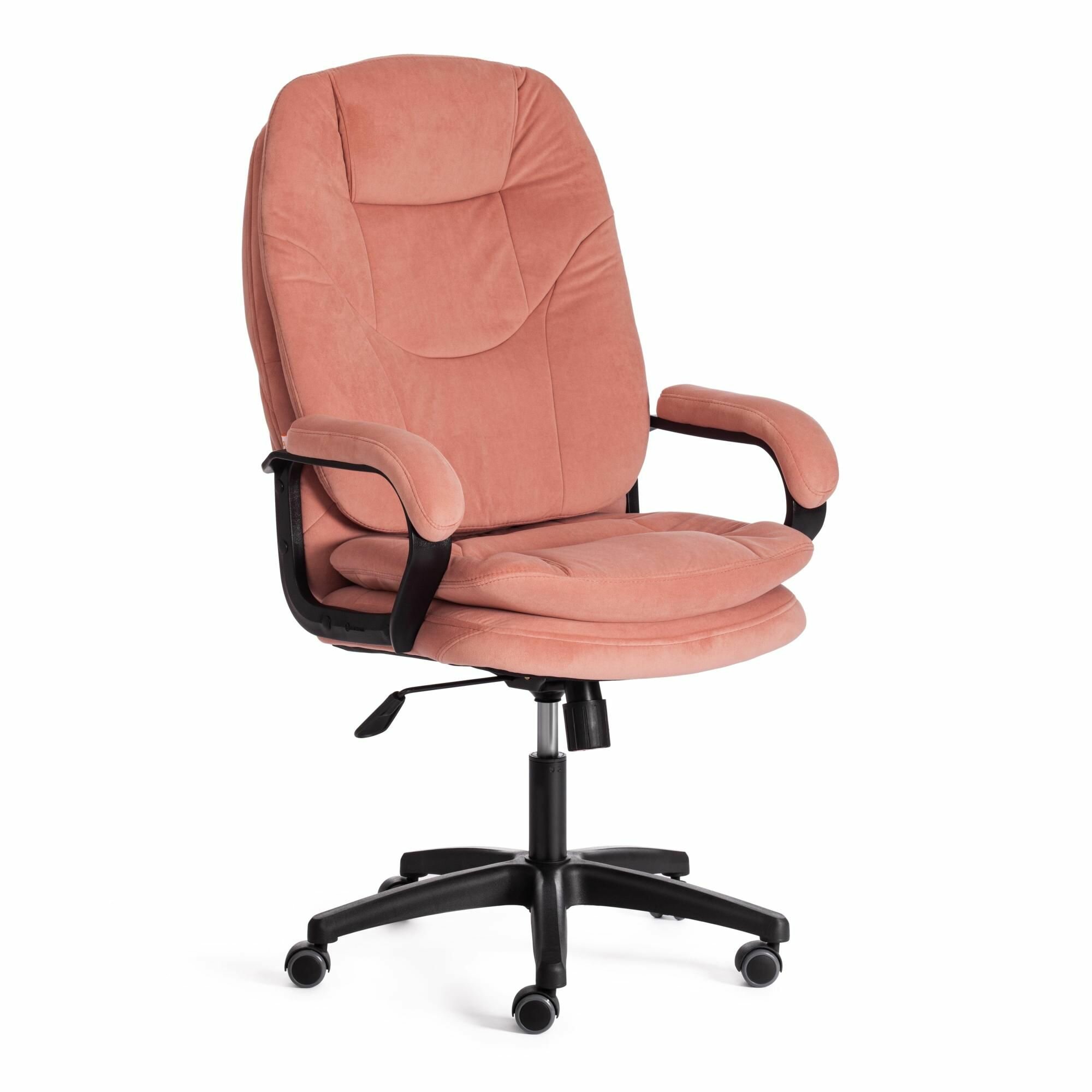 Кресло COMFORT LT-22 Tetchair розовый, черный, пластик, ткань, мягкое сиденье, с подлокотниками