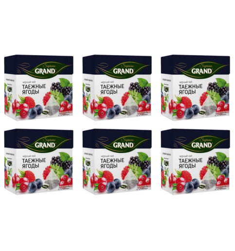 Чай черный Гранд Таежная Ягода 20 пирамидок 6 штук