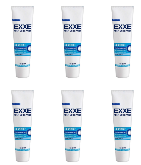 EXXE Крем для бритья SENSITIVE для чувствительной кожи, 100 мл, 6 шт