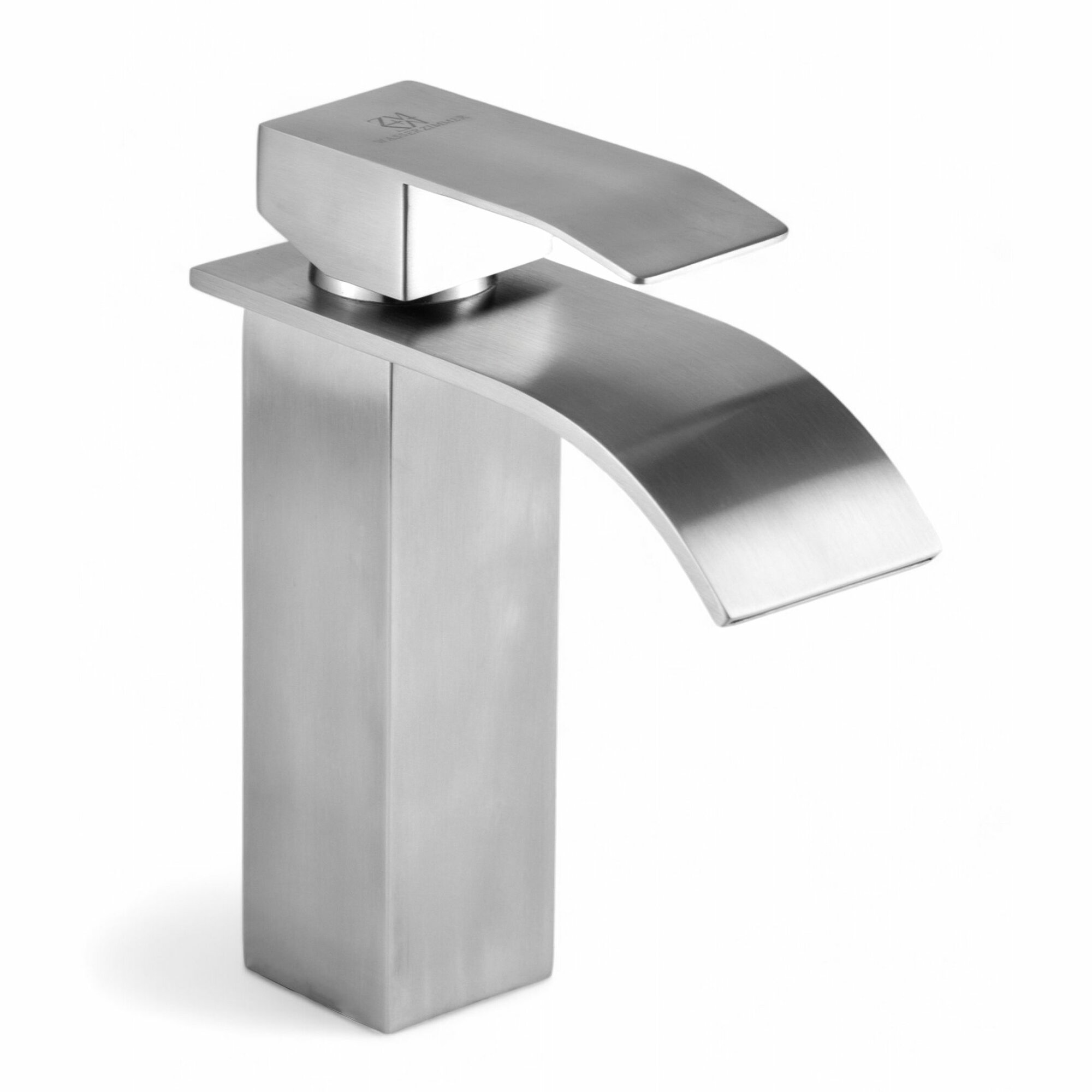 Смеситель для умывальника, литой излив "водопад", сатиновый