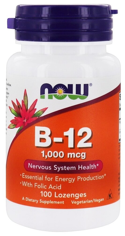 NOW Витамин B-12 1000 мкг 100 пастилок