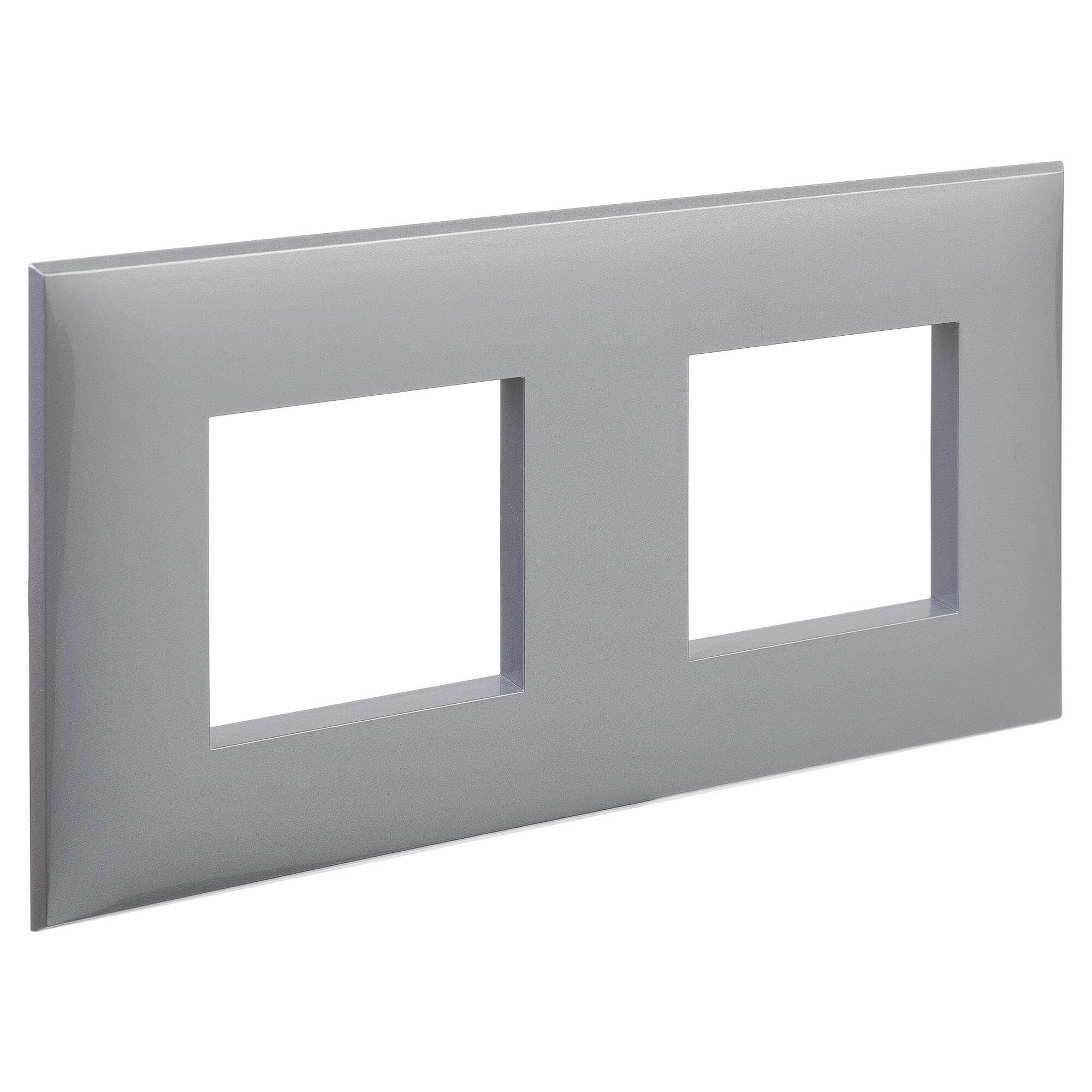 Рамка электроустановочная 2-постовая глянцевая DKC Avanti 4404904 "Закаленная сталь" алюминий