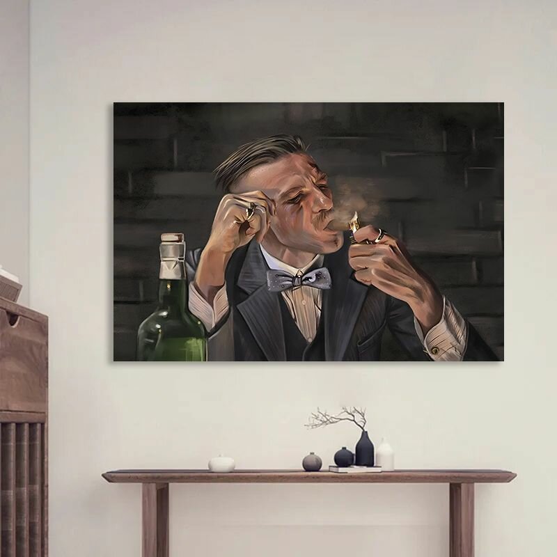 Картина "Острые козырьки, Томас Шелби", холст, дерево, 40 см x 60 см