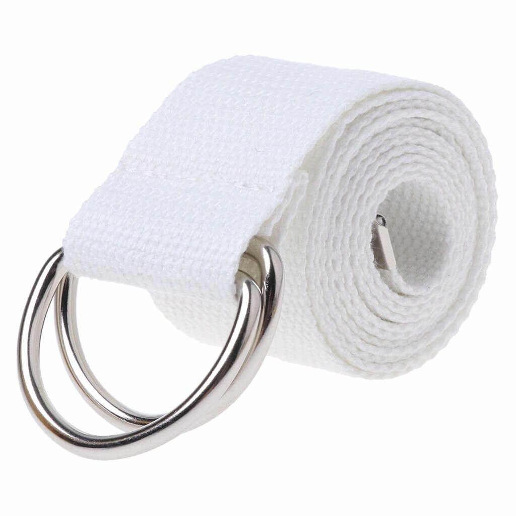 Нейлоновый хлопковый пояс с двойной кольцевой пряжкой - белый, 1 шт.