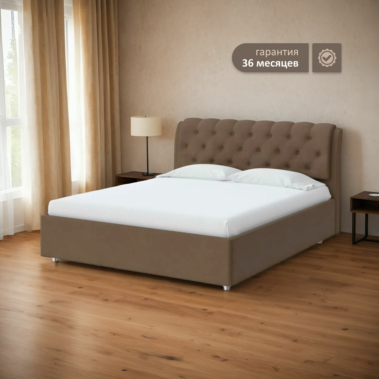 PROxSON Кровать Chester Tall с основанием (Ткань: Велюр Casa Кофейный) 140x200